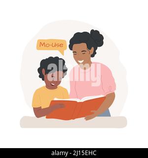 Reading books aloud isolated cartoon vector illustration Stock Vector ...