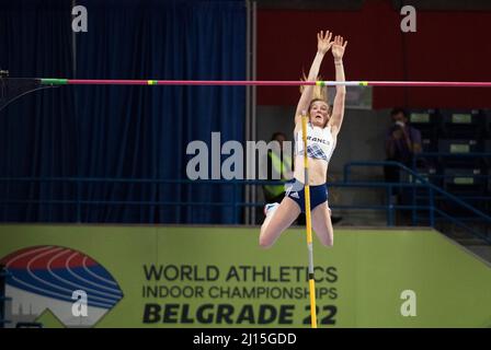 Margot CHEVRIER of France competes in the Women Pole Jump event during ...