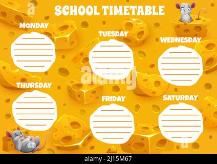 Weekly timetable schedule with cartoon fairy and elf village houses ...