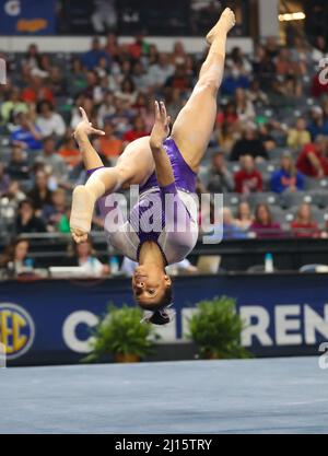 LSU gymnast Haleigh Bryant performs her beam routine during an NCAA ...