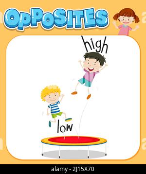 Opposite words for low and high illustration Stock Vector Image & Art ...