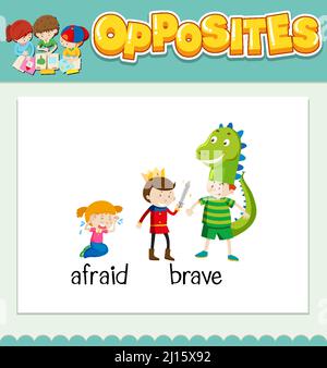 Opposite words with brave and afraid illustration Stock Vector Image ...