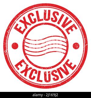 EXCLUSIVE text written word on red round stamp sign Stock Photo - Alamy