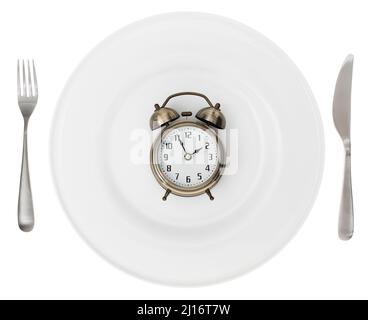 Food clock isolated on white background. Time to eat pasta Stock Photo ...