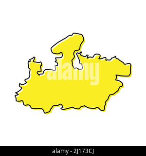 Madhya Pradesh, India. Simple vector map. State shape. Solid style ...