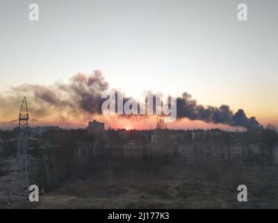 A residential house burns after a Russian strike in Zaporizhzhia ...