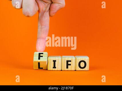 FIFO first in first out symbol. Concept words FIFO first in first out ...