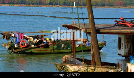 a photo of Chinese boat on Tai hu lake Stock Photo - Alamy