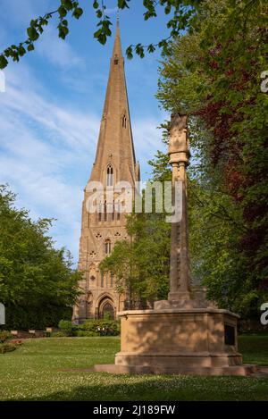 The tall spire of St Peter's Church, Oundle, Northamptonshire, England ...