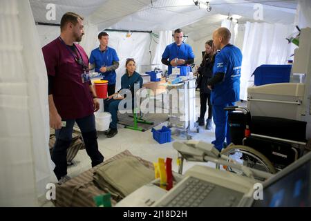 LVIV REGION, UKRAINE - MARCH 22, 2022 - Beds are pictured during the ...