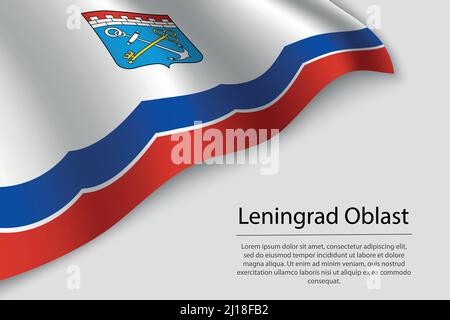 Wave flag of Leningrad Oblast is a region of Russia. Banner or ribbon ...