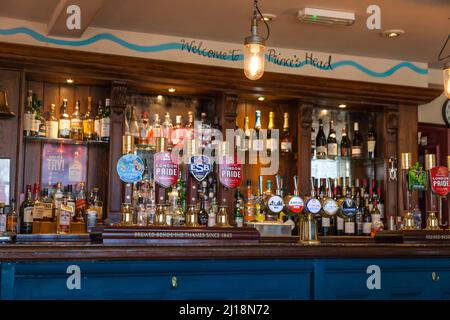 The bar area inside the The Princes Head pub in Richmond next to the ...