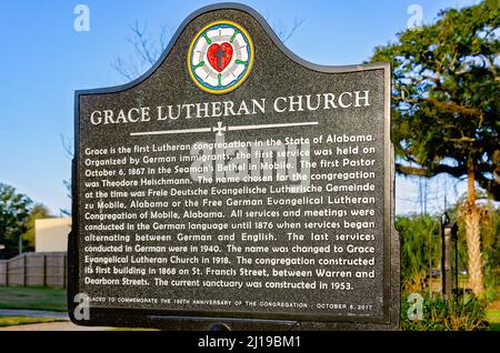 A historic marker tells the history of Grace Lutheran Church, March 5 ...