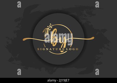 golden signature logo for initial letterLetter ay. Handwriting vector ...