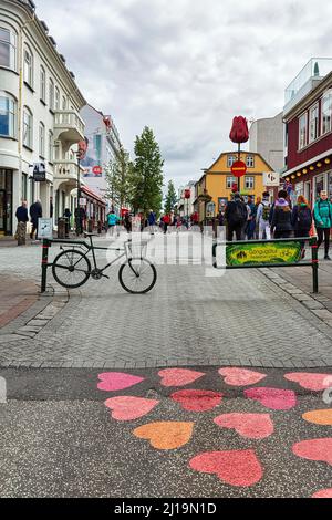 Street art on pavement at Reykjavik, Iceland in July Stock Photo - Alamy