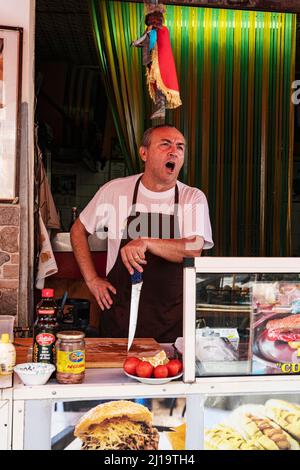 Frittola, Ballaro market, traditional snack of deep-fried pork in ...