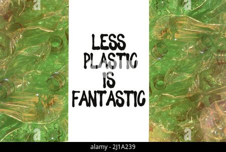 Less plastic is fantastic. Inspirational and motivational quote Stock ...