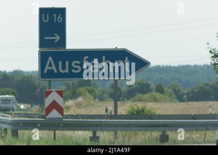 Autobahn sign in Germany Caption on German - city names Miniland Stock ...