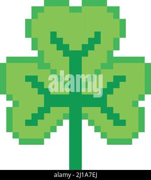 Shamrock icon vector pixel art. Small green trefoil plant, editable ...