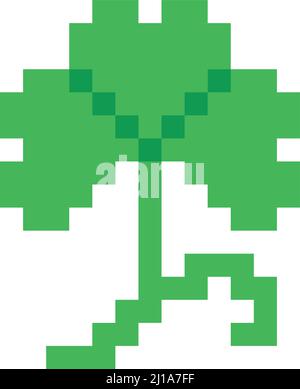 Shamrock icon vector pixel art. Small green trefoil plant, editable ...