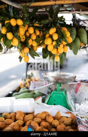 Sweet mango fruits at the rural market in New Delhi, India Stock Photo ...