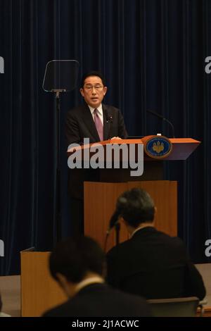 Tokyo, Japan. 16th Mar, 2022. Governor of Iwate Takuya Tasso speaks ...