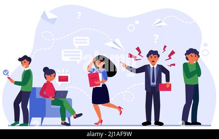 Aggressive leader shouting at scared employees Stock Vector Image & Art ...