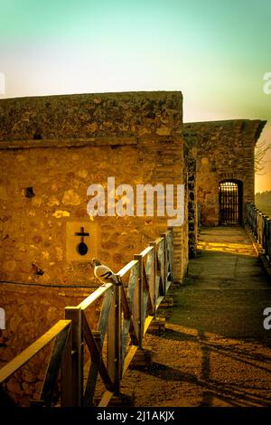 A vertical shot of the inside of the Niebla Castle in Spain Stock Photo ...