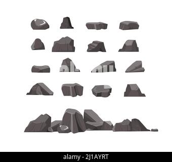 Set Stones solid natural building material . Landscape element. Coal ...
