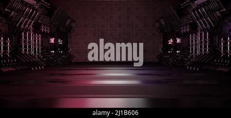 Computerized Inter Galactic Alien Hangar Tunnel Futuristic Hallway ...