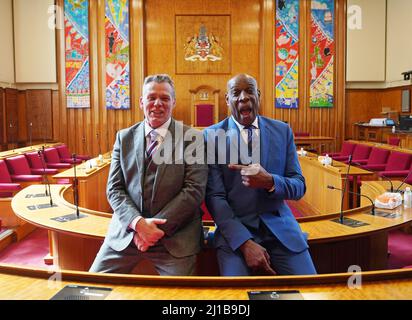 Frank Bruno (right) and Cllr Darren Rodwell in Barking Town Hall's ...