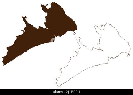 Chergui island (Republic of Tunisia, Kerkennah Islands) map vector ...
