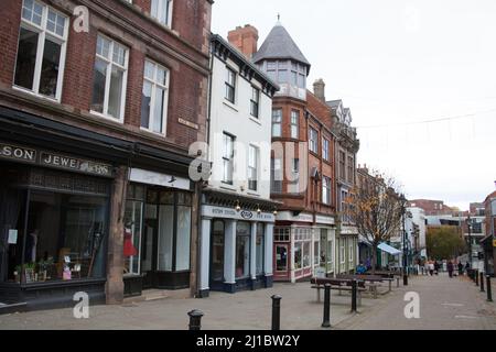 The shopping precinct in Worksop, Nottinghamshire in the UK Stock Photo ...