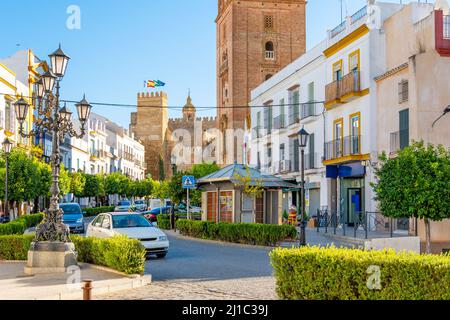 CARMONA SPAIN THE MAIN SQUARE WITH CHURCH TOWER SIMILAR TO THE GIRALDA ...