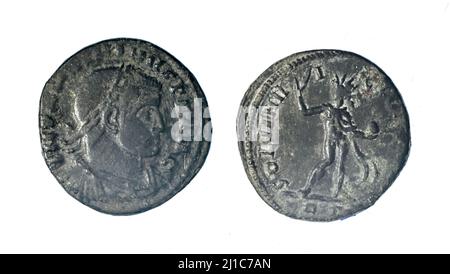 Ancient Roman bronze coin. Obverse and reverse - blank background Stock ...