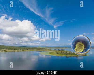 A panorama of Kinchant Dam, Mackay, Queensland, Australia., with clouds ...