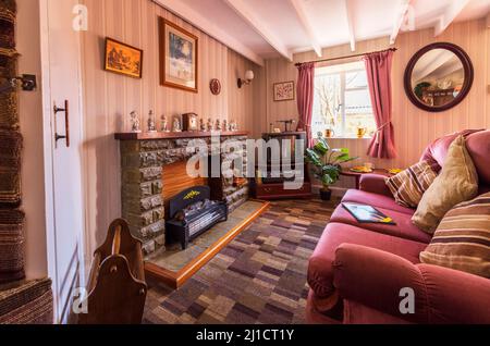 Interior of one of the Rhyd-y-car Terrace houses with decor and ...