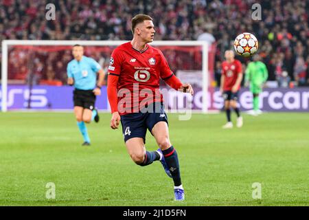 Sven Botman of Lille OSC runs with the ball during the UEFA Europa ...