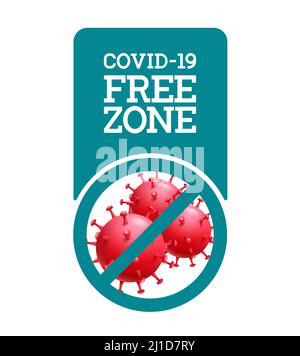 Covid-19 free zone icon. Round symbol for disinfected areas of ...