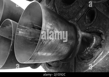 Exhaust nozzles of SpaceX Falcon on display at NASA's Space Center ...