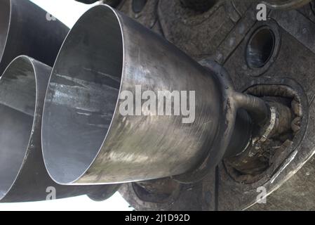 Exhaust nozzles of SpaceX Falcon on display at NASA's Space Center ...