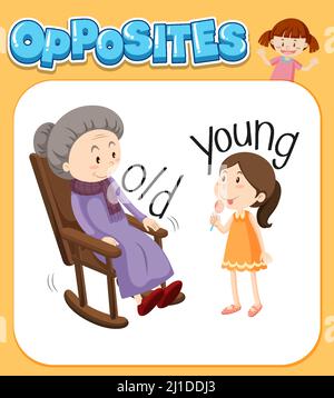 Opposite words for old and young illustration Stock Vector Image & Art ...