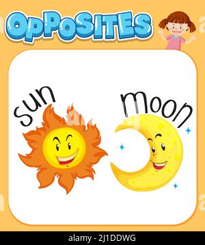Opposite words with sun and moon illustration Stock Vector Image & Art ...