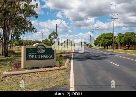 Welcome to Delungra sign at entrance to town, in northern new south ...