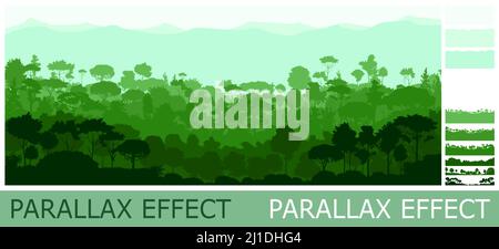 Rainforest jungle layers vector illustration. Vector Green Tropical ...