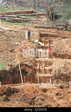 Clearing lots for new house construction tree removing with bobcat ...