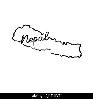 Nepal Map. Nepali Country Map. Black and White Nepalese National Nation ...