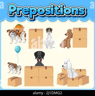 Preposition wordcard with dog and box illustration Stock Vector Image ...
