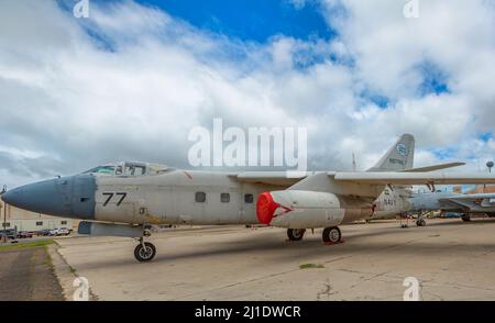 US Navy Douglas A-3 Skywarrior in storage at Mojave airfield ...