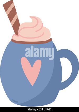 coffee beverage with whipped cream in glass cup icon image Stock Vector ...